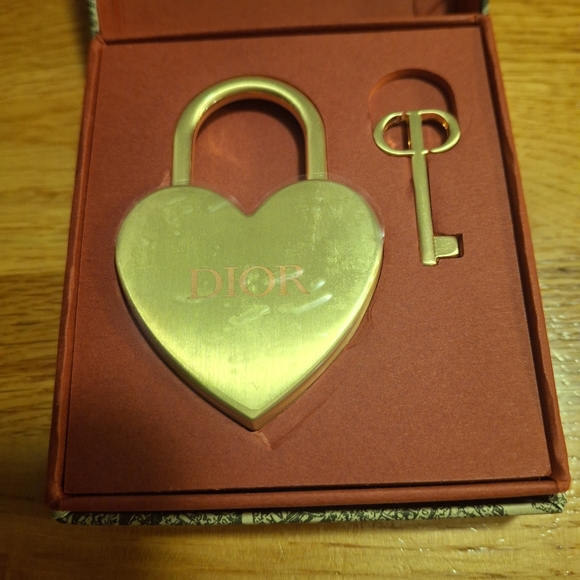 Dior | Accessories | Christian Doir Gold Heart Lock Charm Pendant With ...